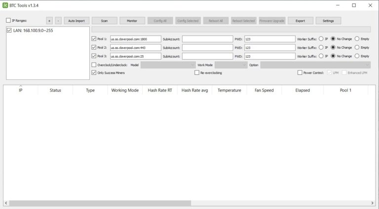 BTC Tool - Download ASIC miners configuration software
